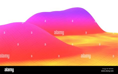 Colorful Surface Dimentional Grid Landscape Graph Of Mathematical Function D Illustration Stock