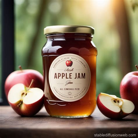 Subtle Colored Packaging Label For Fresh Apple Jam Stable Diffusion