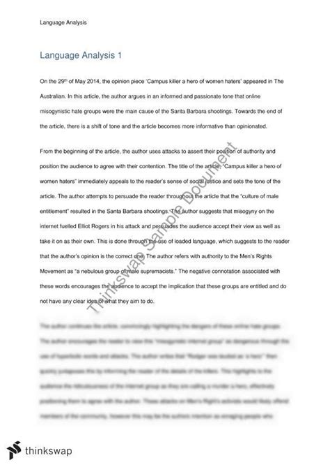 2 Sample Language Analysis Year 11 Vce English Thinkswap