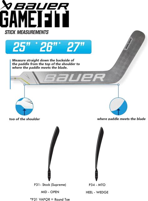 Hockey Goalie Stick Size Chart