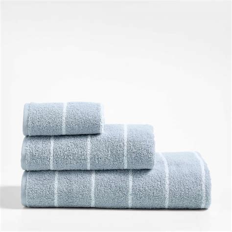 Dorm Turkish Organic Cotton Sky Blue Striped Bath Towel Reviews Crate And Barrel