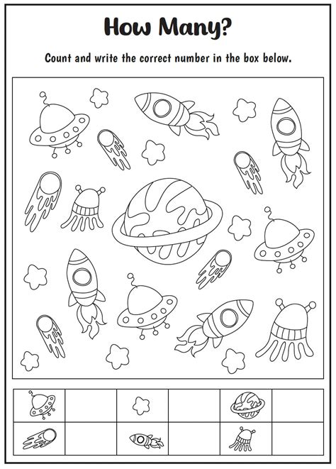 Space Worksheets For Preschoolers Preschool Math Stellar Subtraction