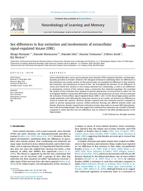 Pdf Sex Differences In Fear Extinction And Involvements Of