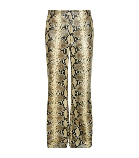 Gucci Flared Python Print Leather Pants In Beige Modesens Printed