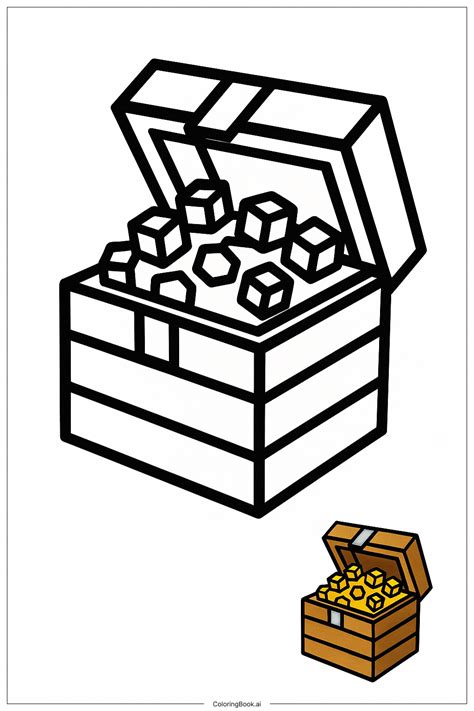 Minecraft Chest Filled With Gold Nuggets Coloring Page Free Pdfandpng