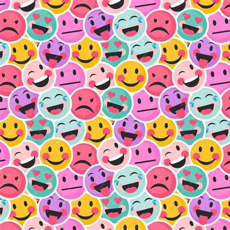 Free Vector Colorful Smile And Angry Emoticons Pattern