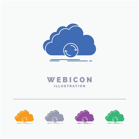 Cloud Syncing Sync Data Synchronization 5 Color Glyph Web Icon Template Isolated On White