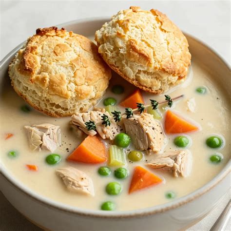 Slow Cooker Chicken Pot Pie Soup With Fluffy Biscuits Myrecipehaven