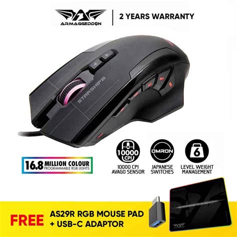 Armaggeddon Starship 3 Gaming Mouse 10000 Cpi [free Rgb Mouse Mat