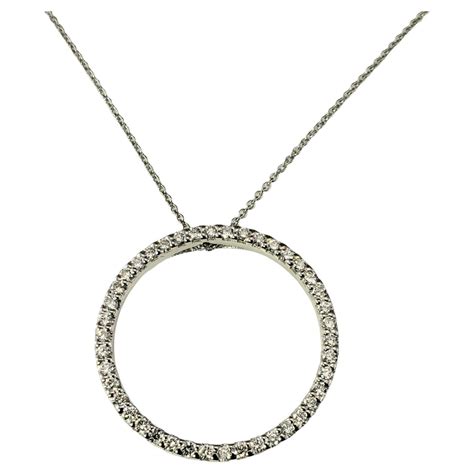 Contemporary 18k White Gold Diamond Circle Necklace W Ruby By Roberto