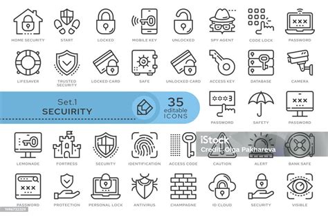 Set Icons Secuirity 01 Stock Illustration Download Image Now Block