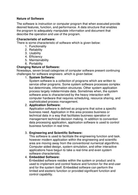Software Engineering Processes Nature Of Software The Software Is Instruction