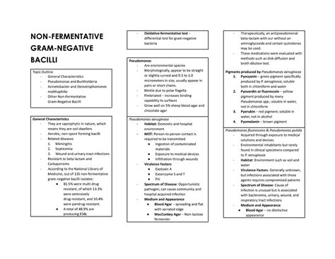 Gram Negative Non Fermentative Bacilli Non Fermentative Gram Negative