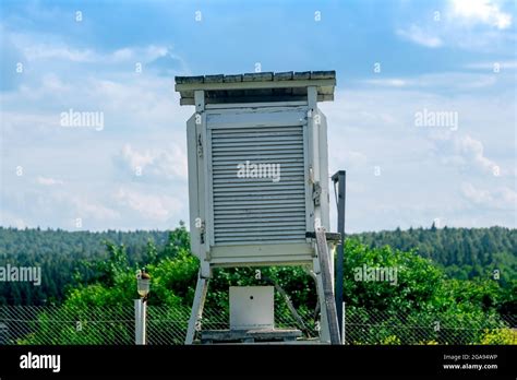 Instrument Shelter On A Weather Station With Various Meteorological