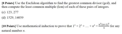 Solved Points Use The Euclidean Algorithm To Find The Chegg Com