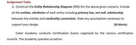 Solved Assignment Tasks Construct The Entity Relationship Chegg