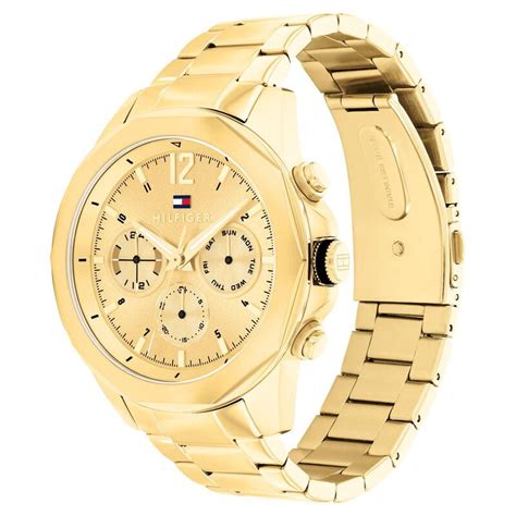 Buy Online Tommy Hilfiger Gold Dial Golden Stainless Steel Strap Watch