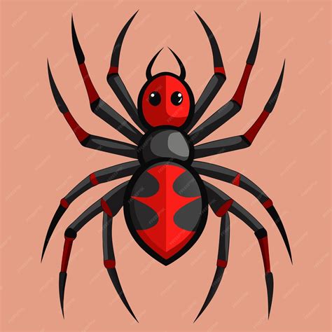 A Cartoon Image Of A Spider With A Red Dot On Its Back Premium Ai
