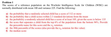 Solved Problem 1 The Scores Of A Reference Population On The
