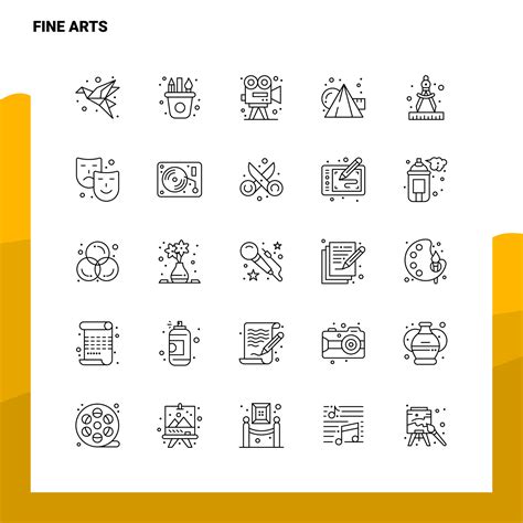 Set Of Fine Arts Line Icon Set 25 Icons Vector Minimalism Style Design Black Icons Set Linear
