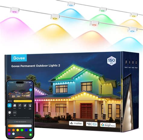 Govee Permanent Outdoor Lights 2 150ft Rgbic Outdoor Lights With 108