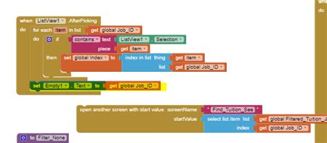 get correct index from listview selection after filtering mit app