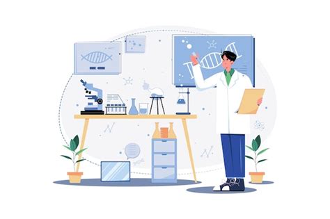 premium vector researcher analyzing data in the lab