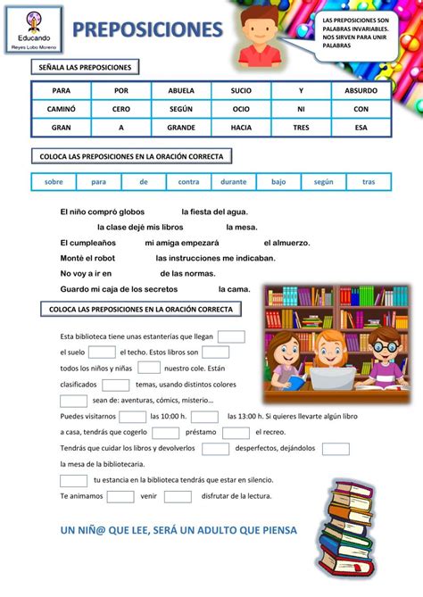 Preposiciones Interactive Activity Actividades De Preposición