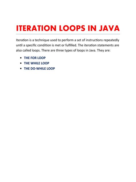 Iteration Loops In Java Pdf