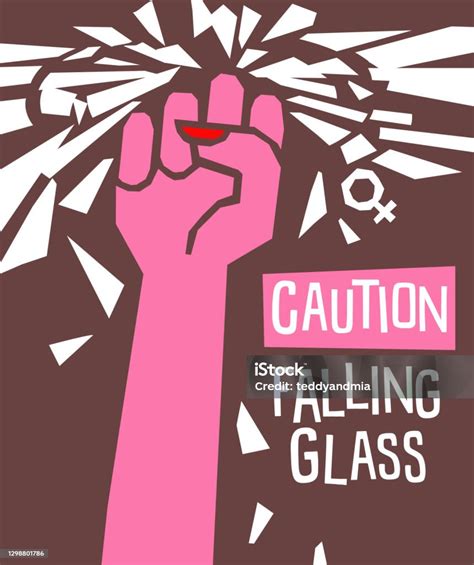 유리 천장 페미니스트 포스터 또는 배너 디자인을 깨는 떨어지는 파편과 여성 주먹 여성의 권리에 대한 스톡 벡터 아트 및 기타 이미지 여성의 권리 부서진 유리 부서짐