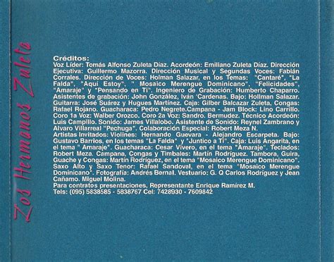 Car Tula Interior Trasera De Los Hermanos Zuleta Cantare Portada