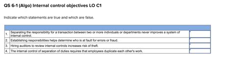 solved qs 6 1 algo internal control objectives lo c1