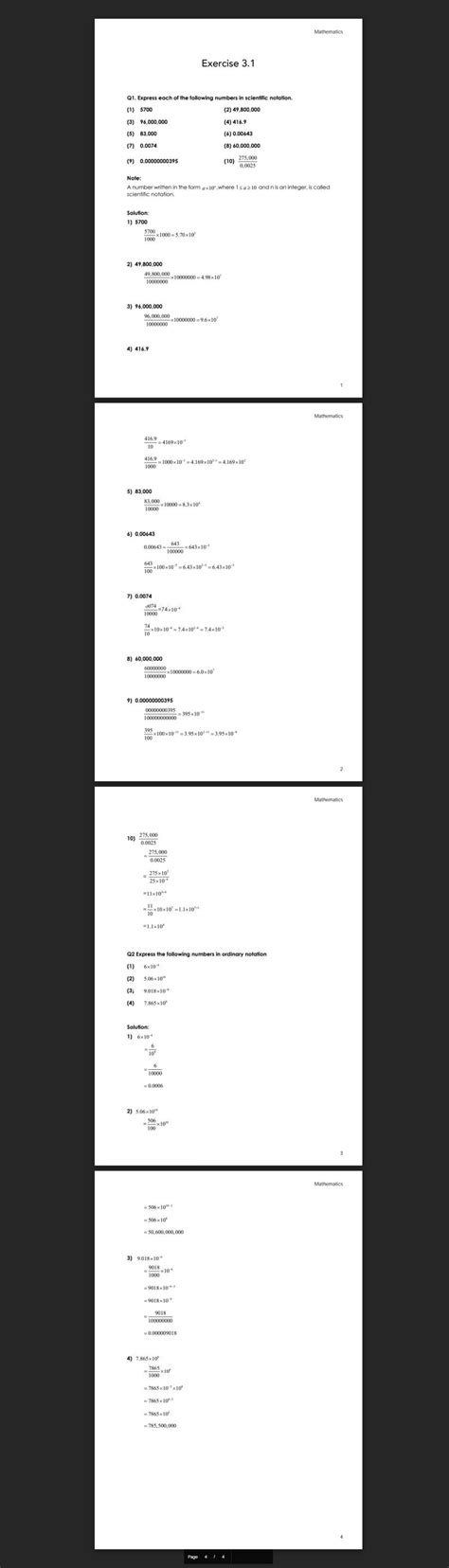 solution 9th class math notes chapter 3 with all exercises solved fed