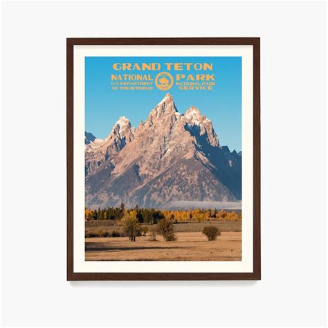 Grand Teton National Park Poster National Park Wall Art Wpa Inspired