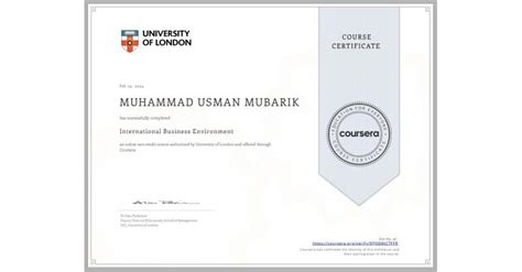 M Usman Mubarik On Linkedin Completion Certificate For International