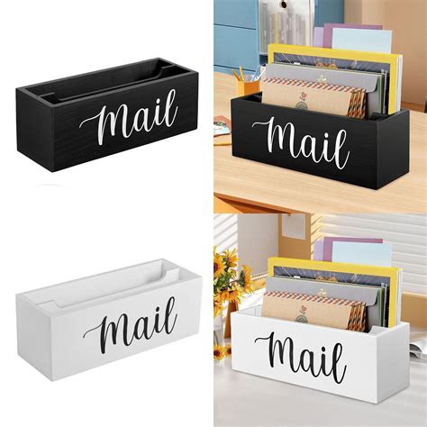 Mail Holder Countertop Mails Tray Rustic Wood Letter Holders Mail