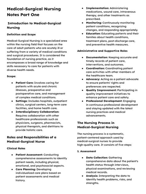 Sample Medical Surgical Nursing Notes Part One Pdf Chronic