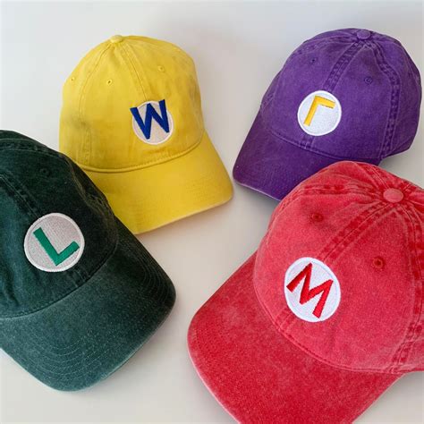 Super Mario Bros Cap Embroidered Washed Cotton Cap Mario Cap Luigi Cap Wario Cap Waluigi Cap