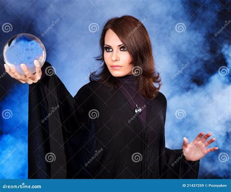 Young Woman With Crystal Ball Stock Image Image Of Magic Foggy