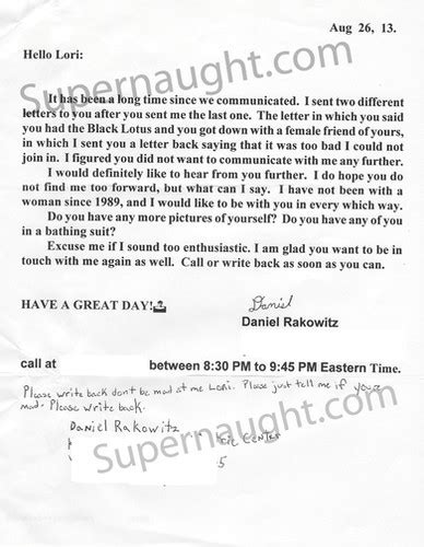Daniel Rakowitz Letter And Envelope Set Both Signed Supernaught
