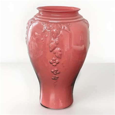 Anchor Hocking Prairie Pink Glass Vase Rose Cascade Large 16 Vtg 69294