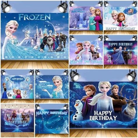 New Frozen Backdrop Elsa Anna Princess Birthday Party Background Banner