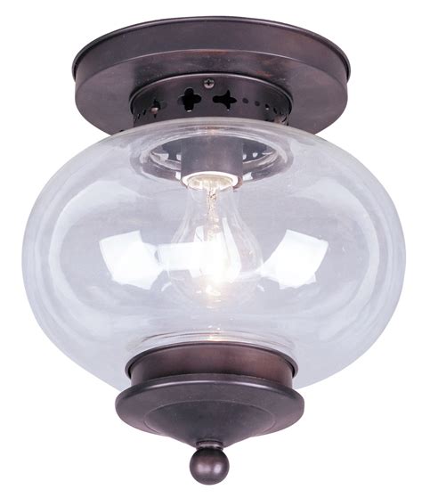 Livex Lighting 5032 07 Harbor 1 Light 10 Inch Bronze Semi Flush Mount
