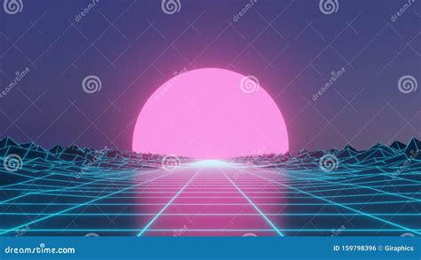 Sci Fi Grid Background Spiky Grid Stock Illustration Illustration Of