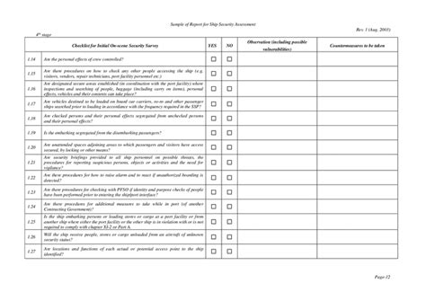 Sample Of Report For Ship Security Assessment In Word And Pdf Formats
