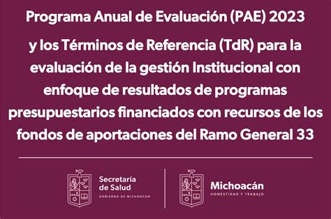 Salud Programa Anual De Evaluación Pae 2023 Y Los Términos De