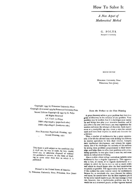 George Polya How To Solve It Pdf Pdf Teaching Mathematics