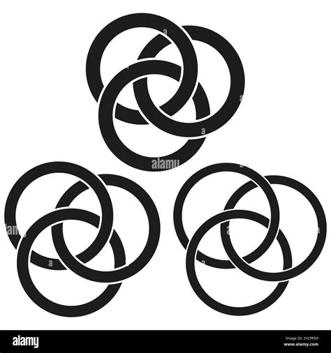 Interlocking Circles Pattern Overlapping Rings Vector Geometric Black Lines Abstract Circular
