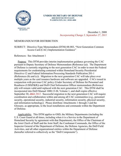 Directive Type Memorandum Dtm 08 003 December 1 2008