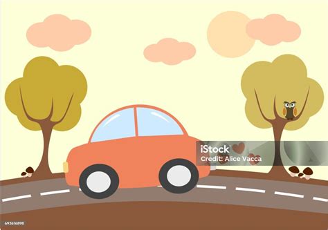귀여운 사랑 스러운 만화 자동차 나라 벡터 일러스트 레이 션에 운전 0명에 대한 스톡 벡터 아트 및 기타 이미지 0명 거리 고속도로 Istock